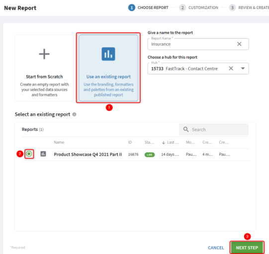 Creating a Report from a Template – Studio